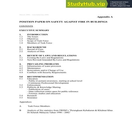 Appendix A POSITION PAPER ON SAFETY AGAINST FIRE IN BUILDINGS CONTENTS | PDF