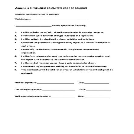 Appendix b wellness committee code of conduct | PPTX