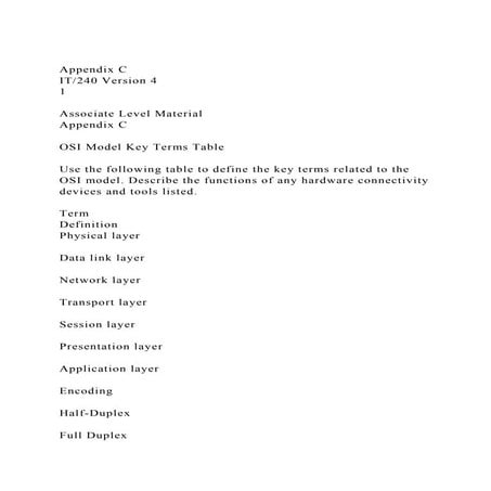 Appendix CIT240 Version 41Associate Level MaterialAppen.docx | Computer Networking | Computing