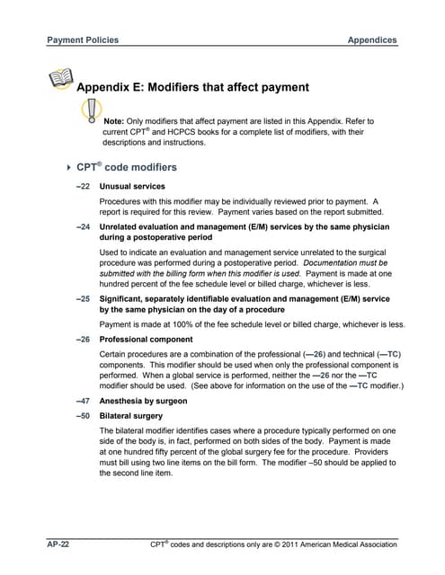 Modifiers List in Medical Billing and Coding | PDF