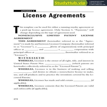 Appendix H License Agreements | PDF