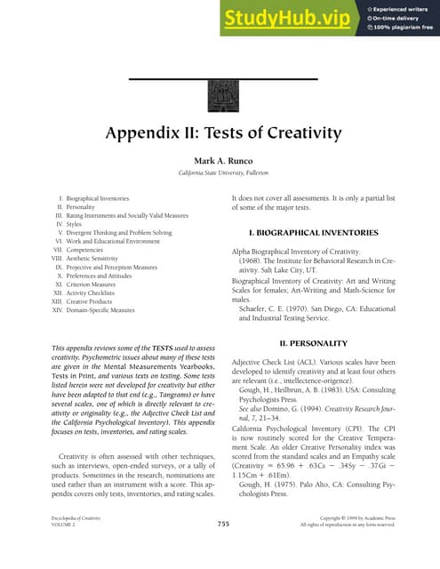 Creativity questionnaire-self-assess | PDF