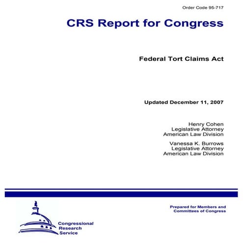 Appendix r crs report to congress, federal tort claims act, order code ...