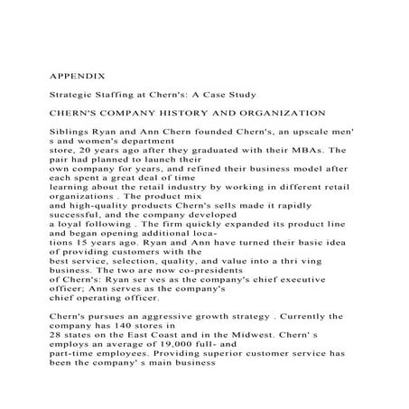 APPENDIX Strategic Staffing at Cherns A Case Study C.docx