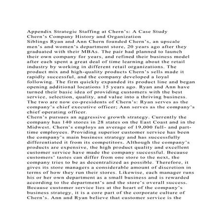 Appendix Strategic Staffing at Chern’s A Case StudyChern’s Comp.docx