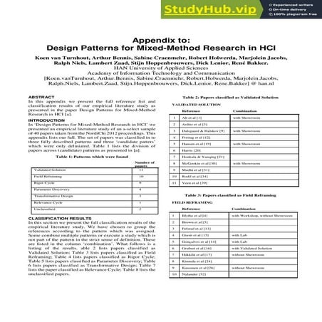 Appendix To Design Patterns For Mixed-Method Research | PDF | Arts and Crafts | Hobbies & Interests