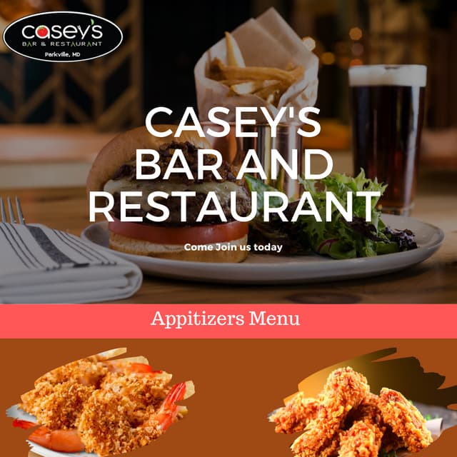 Appetizers menu - Caseys Bar and Restaurants at Parkville MD | PDF