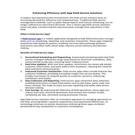 Revolutionize Your Field Service with the Power of Apps | PDF