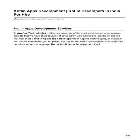 Kotlin Apps Development Kotlin Developers In India For Hire Pdf