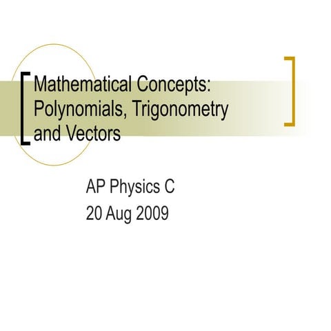 Ap Physics C Mathematical Concepts Vectors | PPT