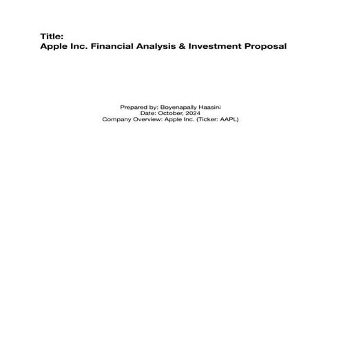 Apple Inc. Financial Analysis & Investment Proposal | PDF