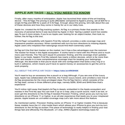 APPLE AIR TAGS - ALL YOU NEED TO KNOW | PDF