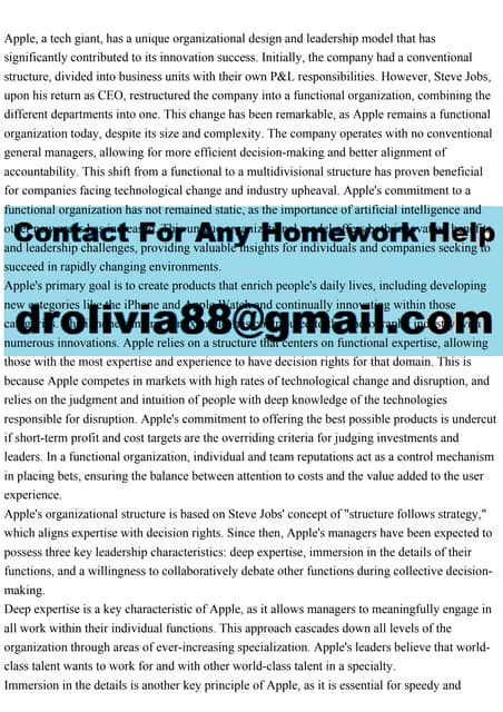 Organizational Structure Analysis Apple Inc. | PPTX