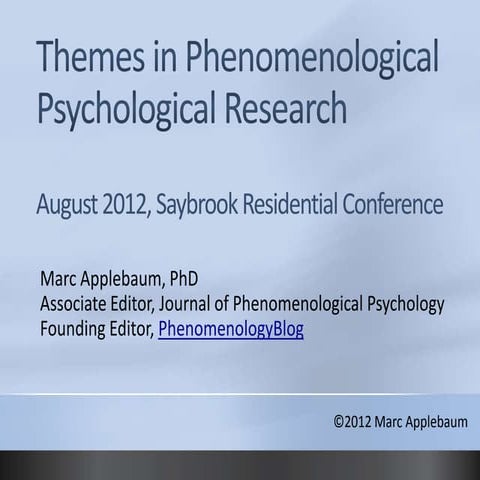 Phenomenological research | PDF