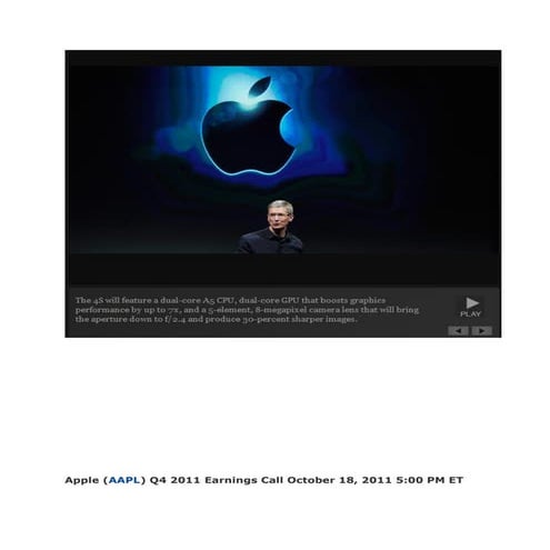 Apple Earnings Call - 4th Quarter 2011 | PDF