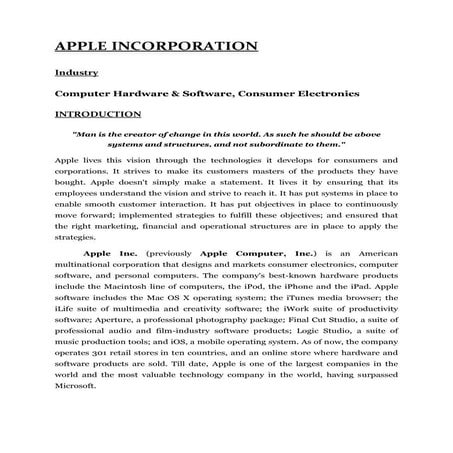 Apple Incorporation | DOCX