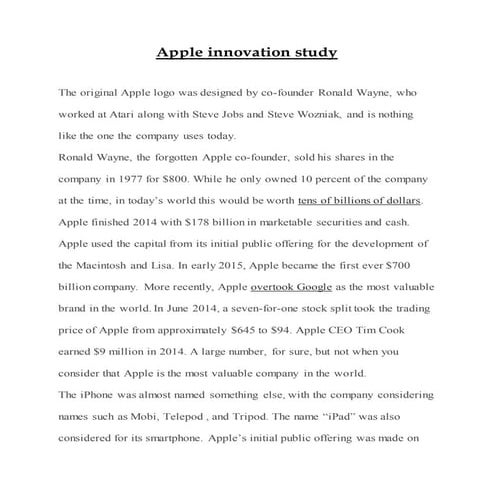 Apple innovation study | PDF