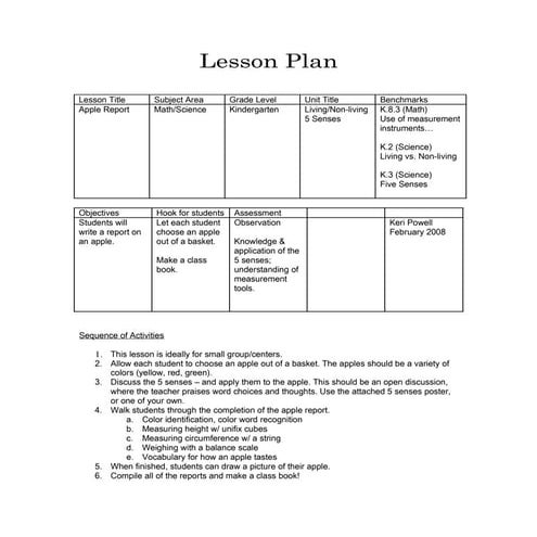 Apple Report.Lesson Plan | DOC