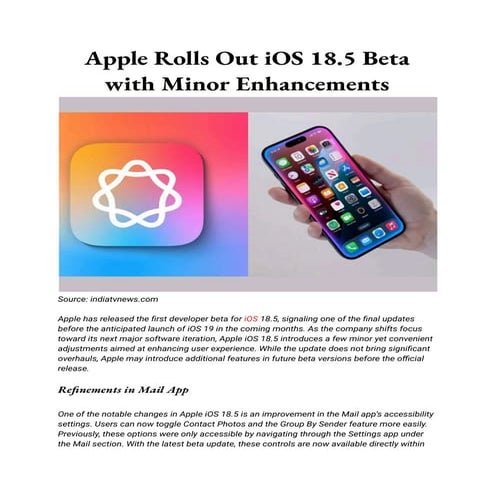 Apple Rolls Out iOS 18.5 Beta with Minor Enhancements.pdf