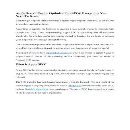 Apple Search Engine Optimization (SEO): Everything You Need To Know | PDF