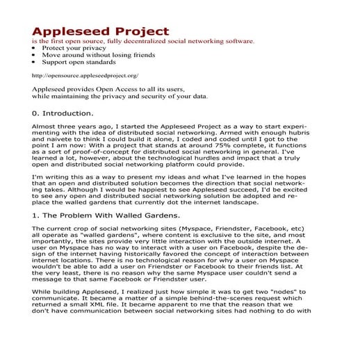 Appleseed Project | PDF | Social Networking | Internet