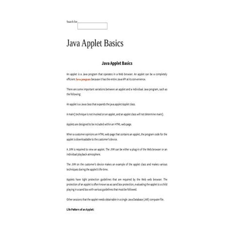 Applet | PPT | Programming Languages | Computing