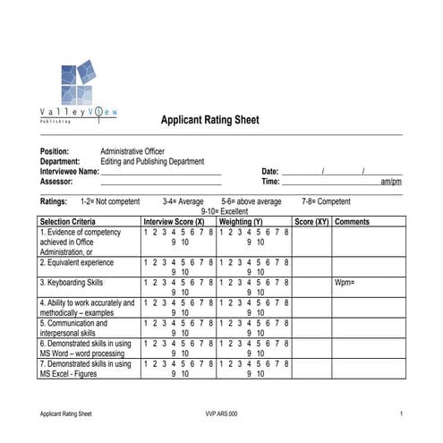 Applicant Rating Sheet | DOC