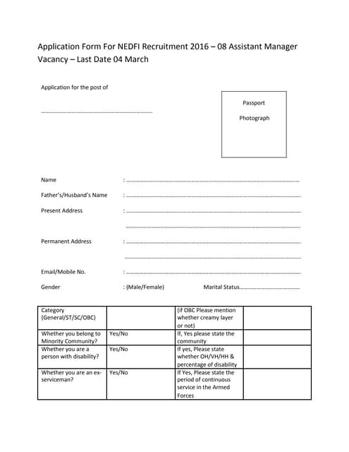 Application Form draft | PDF