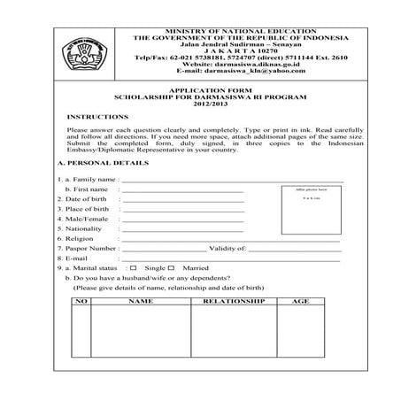 Application form-of-darmasiswa-2012-2013 | PDF