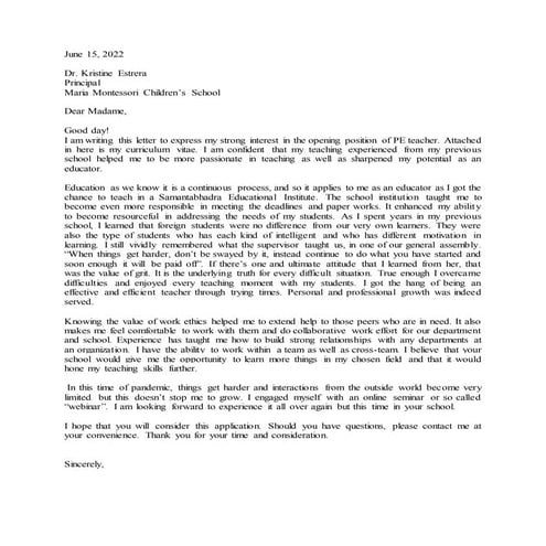 Application Letter for ranking in DEPed for science category | DOCX