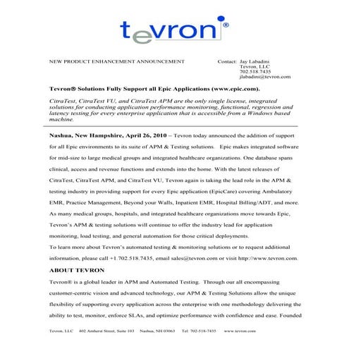 Application Monitoring Solutions for All Epic Applications | PDF