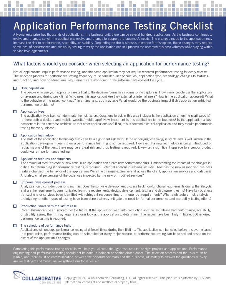 Application Performance Testing Checklist 6946