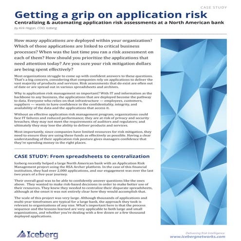 Case study: Getting a grip on application risk | PDF