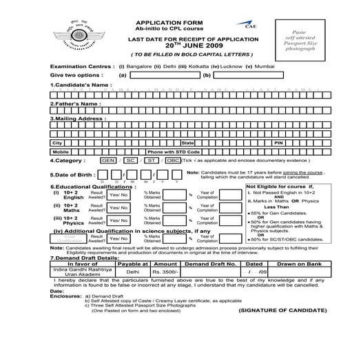 ATC ADDMISSION FORM | PDF