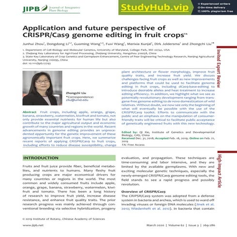 Application And Future Perspective Of CRISPR Cas9 Genome Editing In ...
