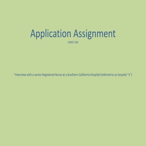 Application assignment, CMGT500 | PPTX