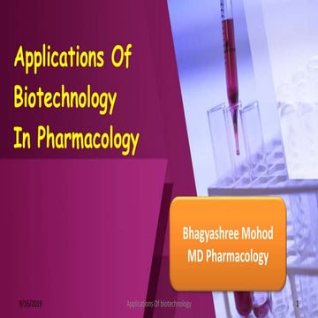 Applications Of Biotechnology In Pharmacology | PPTX
