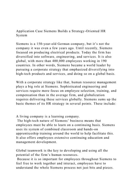Siemens builds a strategy oriented hr system | PPTX