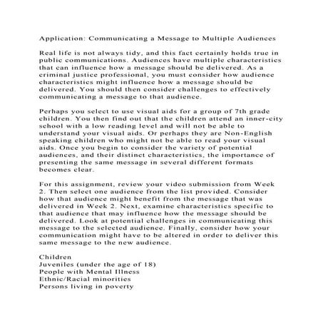 Application Communicating a Message to Multiple AudiencesReal l.docx