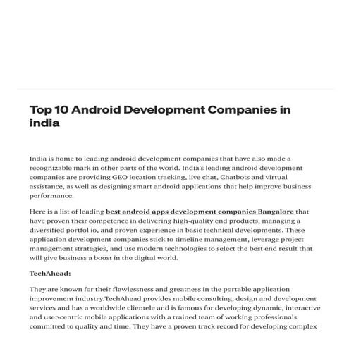 Top 10 Android Development Companies in india | PDF