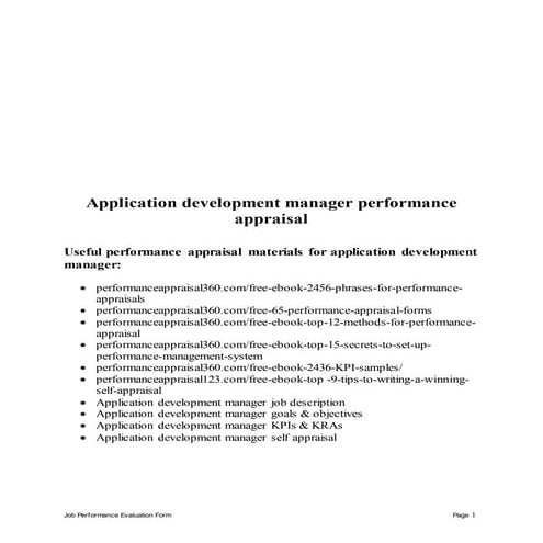 Application development manager performance appraisal | DOCX | Resume ...