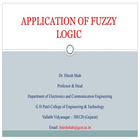 Application Of Fuzzy Logic Design 1 With Ppt