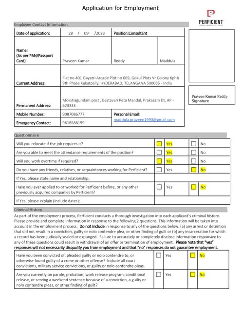 Job application | PDF