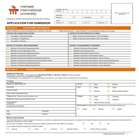 Application form 21 march 2014 | PDF | Undergraduate Education ...