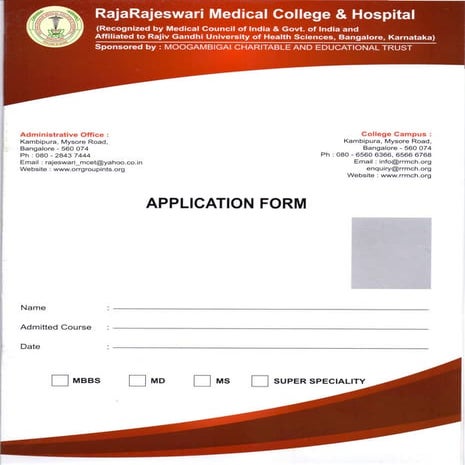 MBBS/MS/MD - Admissions application form download | PDF | Healthcare ...