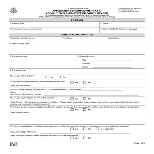 Application form ds174 | PDF