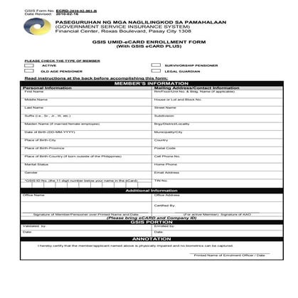 Application form for gsis id | PDF