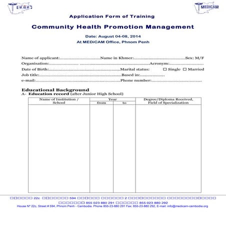 Application form of chpm | DOC