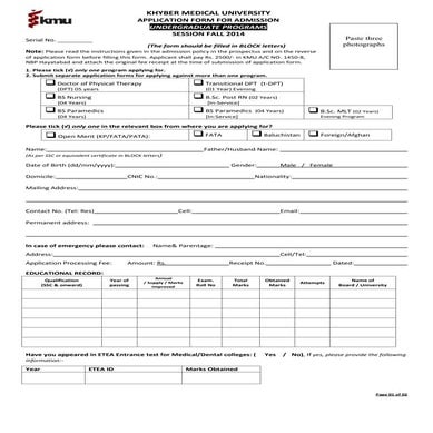 Application form undergraduate programs 1 | PDF