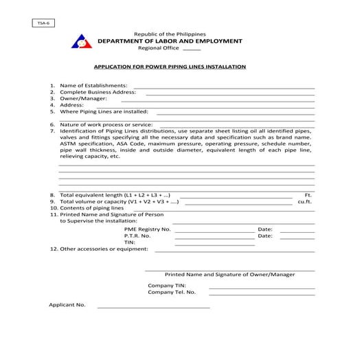 Application for power piping installation | DOC